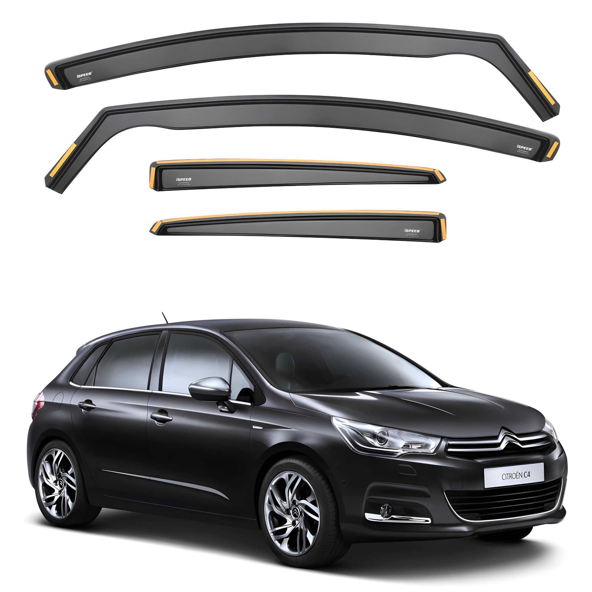Citroen C4 MK2 2010-2020 5-Door Hatchback Wind Deflectors 4pc Set – ISPEED