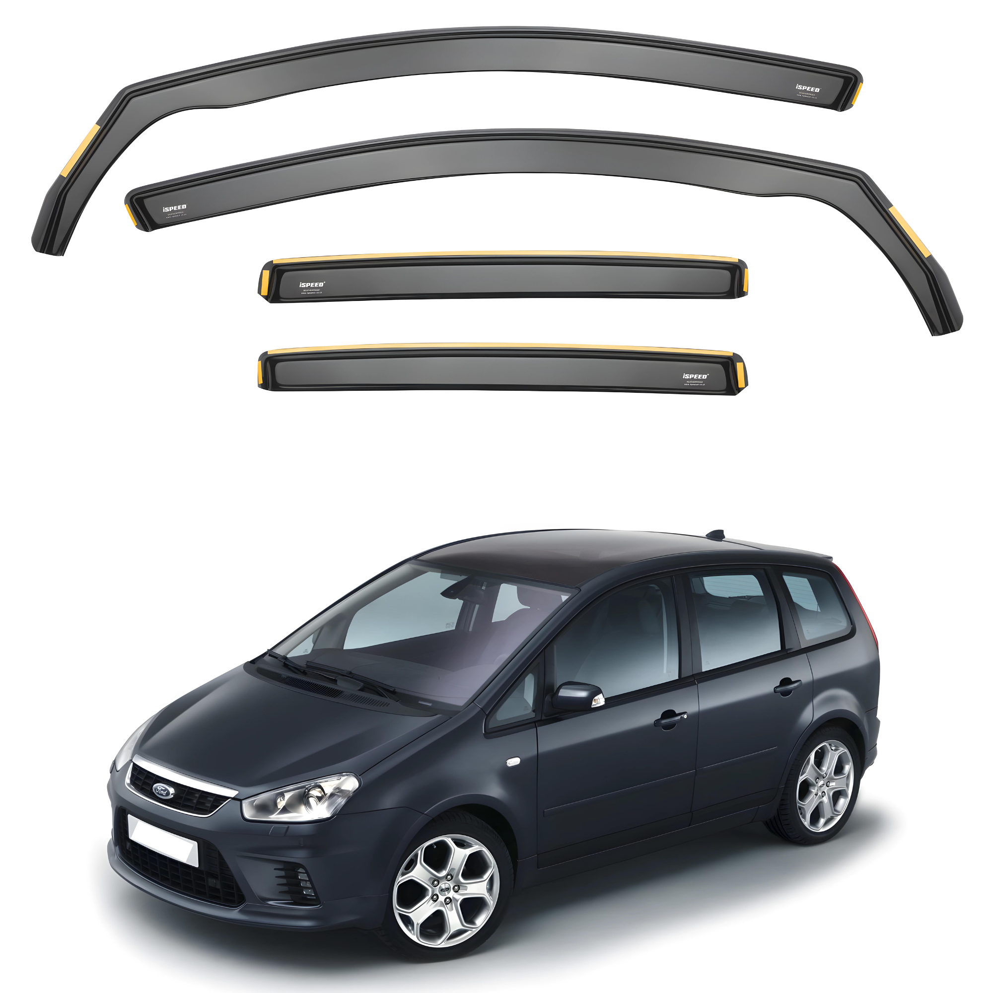 Ford C-Max MK1 2003-2010 5-Door MPV Wind Deflectors 4pc Set – ISPEED