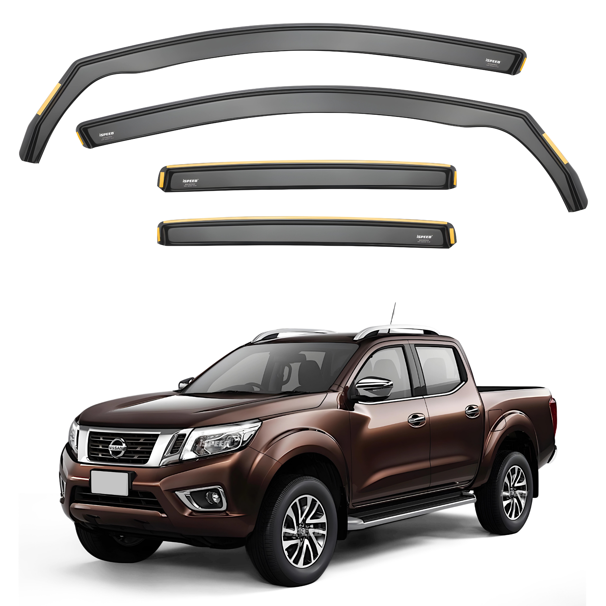Nissan Navara NP300 Double Cab 2015-2025 Wind Deflectors 4pc Set – ISPEED