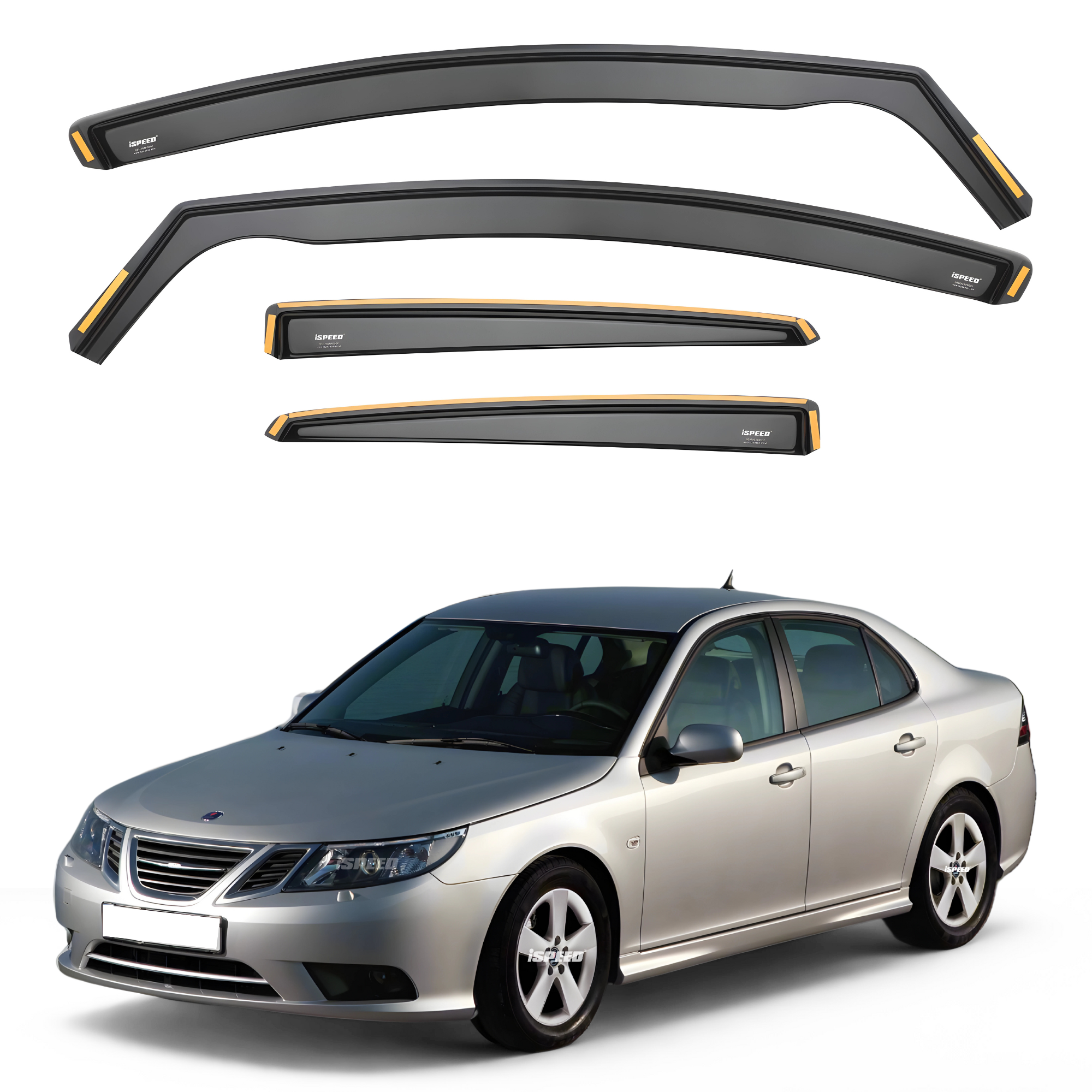 Saab 9-3 2002-2014 4-Door Saloon Wind Deflectors 4pc Set – ISPEED