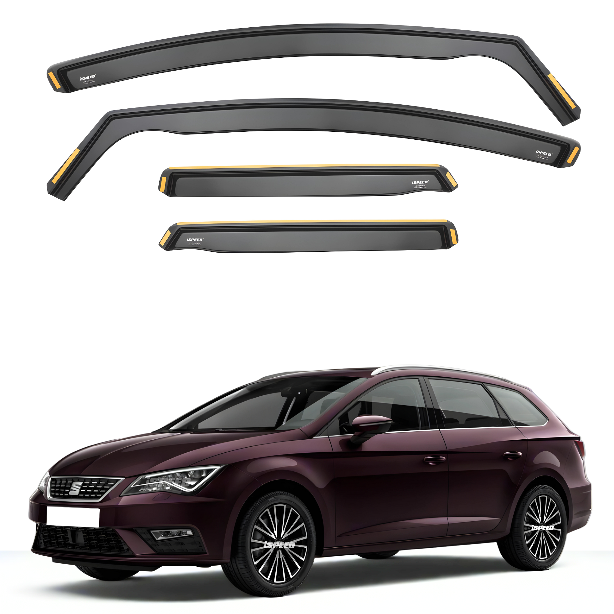 Seat Leon ST MK3 2013-2020 5-Door Estate Wind Deflectors 4pc Set – ISPEED