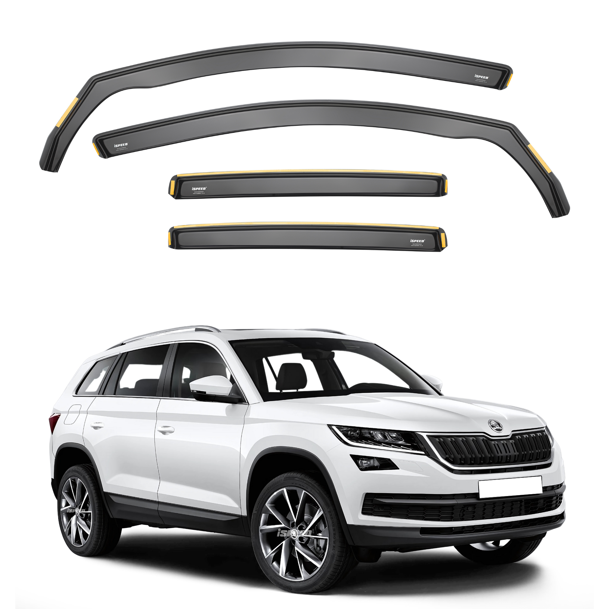 Skoda Kodiaq MK1 2017-2024 5-Door SUV Wind Deflectors 4pc Set – ISPEED