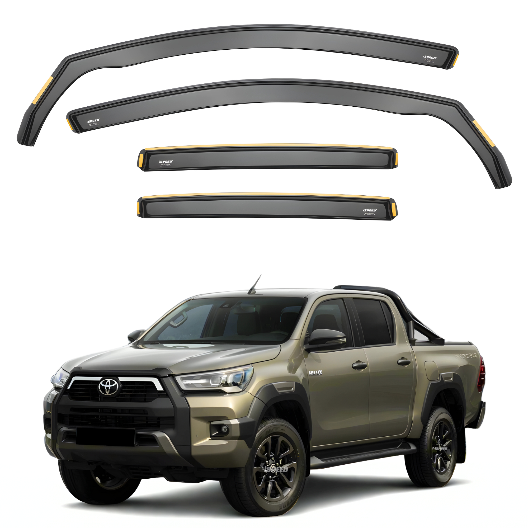 Toyota Hilux MK8 2015-2024 4-Door Double Cab Wind Deflectors 4pc Set ...